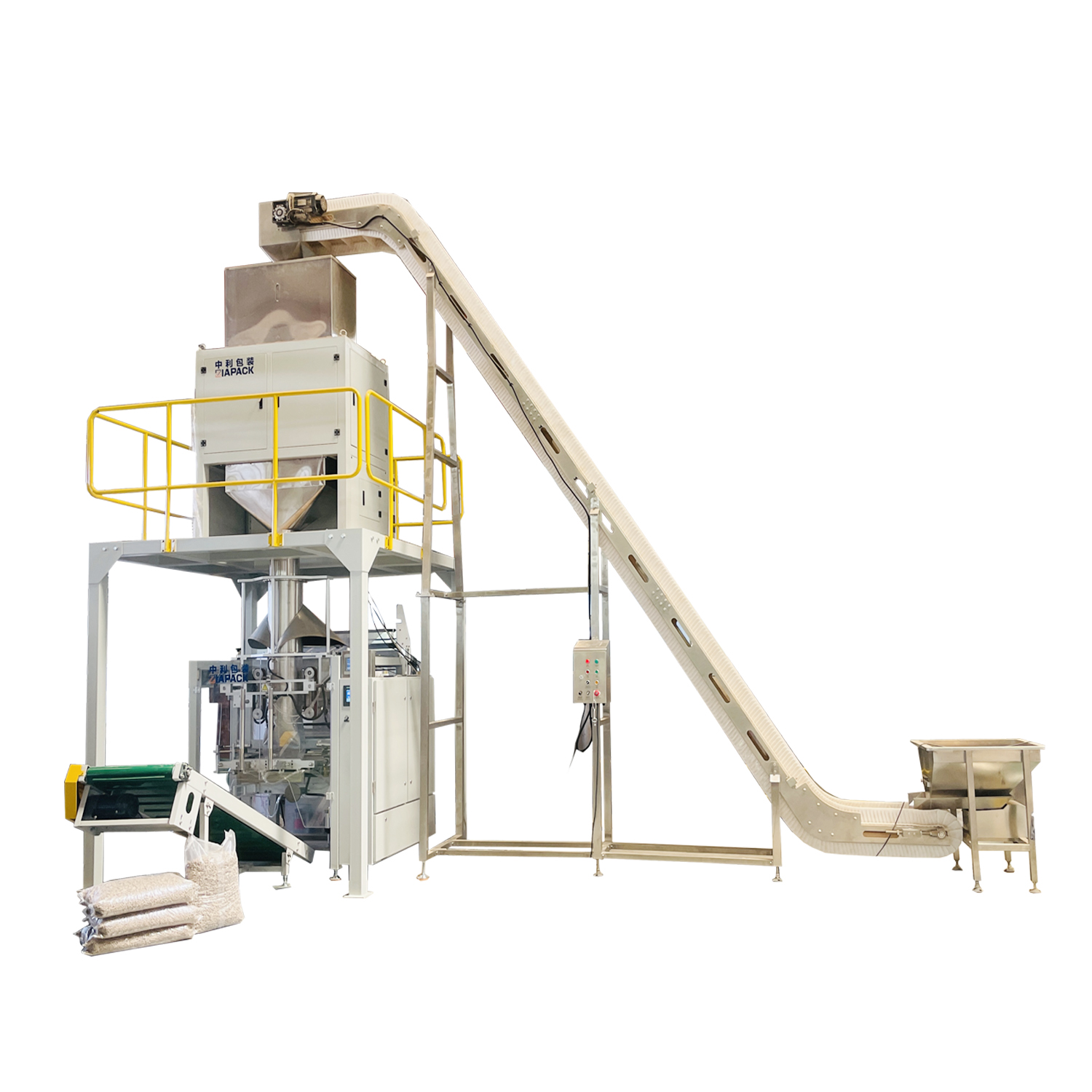 15kg wooden pellets vffs bag forming filling sealing bagging machine ...