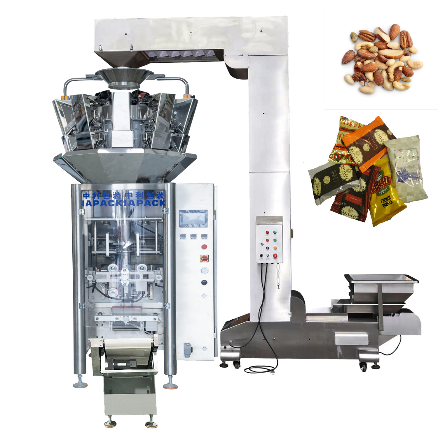 vertical form fill seal vertical packing machine with multihead scales ...