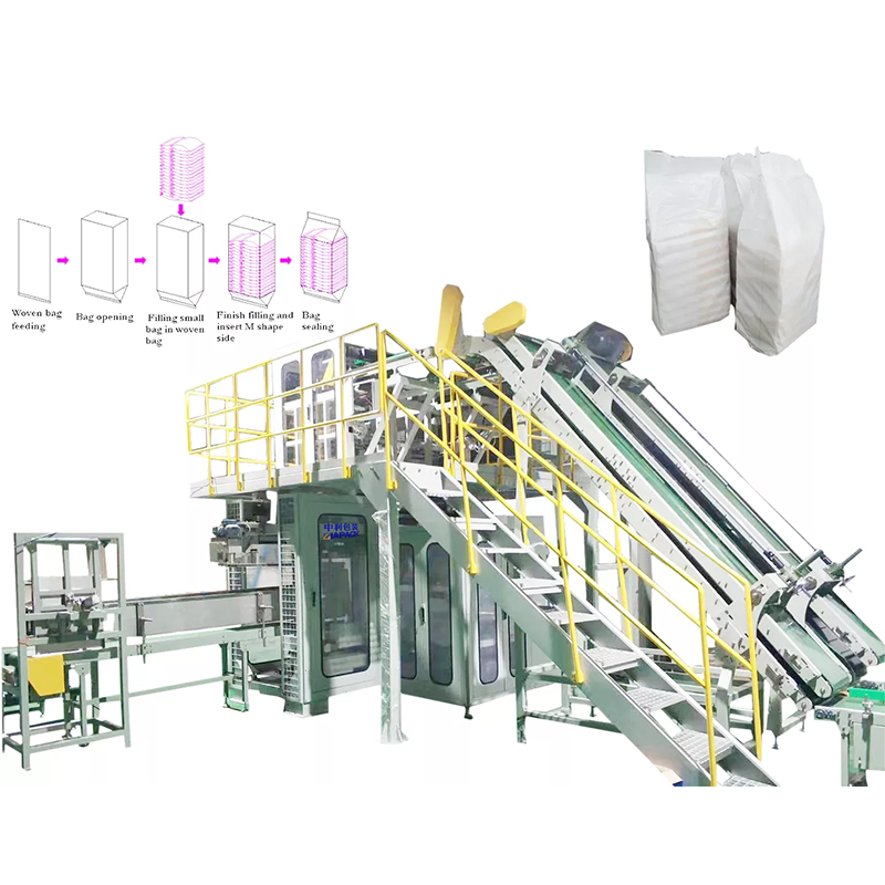 Automatic secondary bagging machine for small pouch bagging into big pp ...