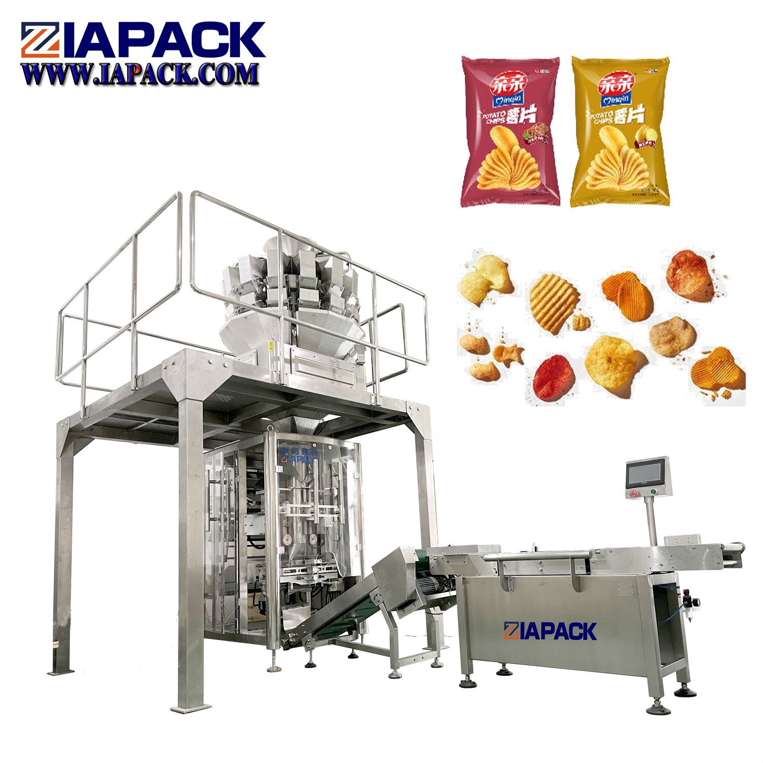 Automatic vertical bag forming filling packaging machine for snack food - IAPACK