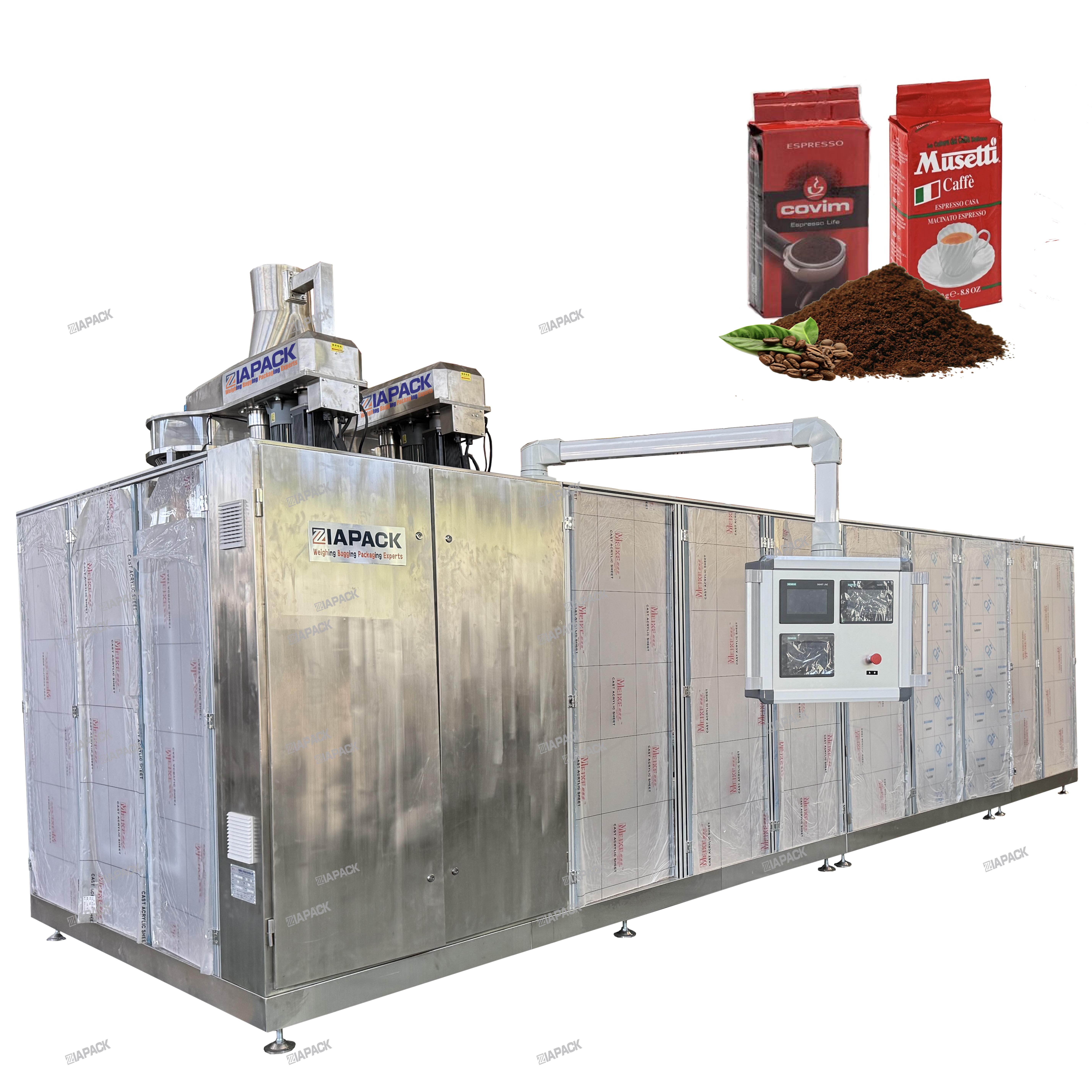 Automatic dual chamber brick vacuum bag forming filling packaging ...