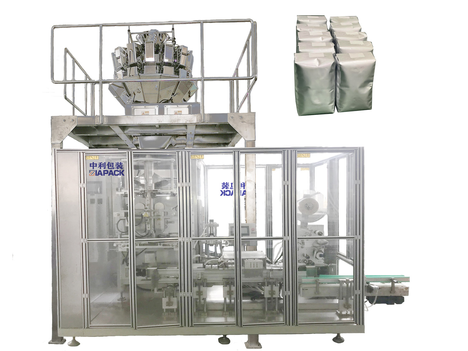 Automatic flat bottom bag with top sticker bag forming filling sealing ...